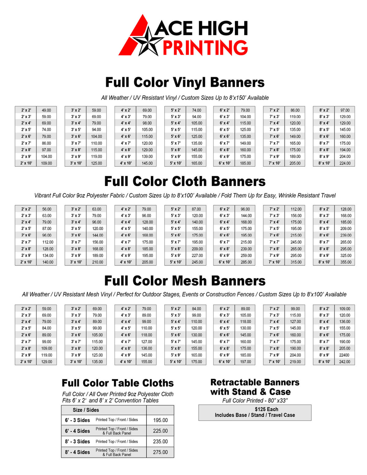 Retractable Banners With Stand & Case - Ace High Printing